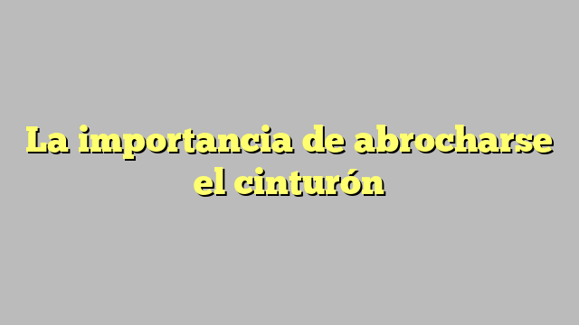La importancia de abrocharse el cinturón